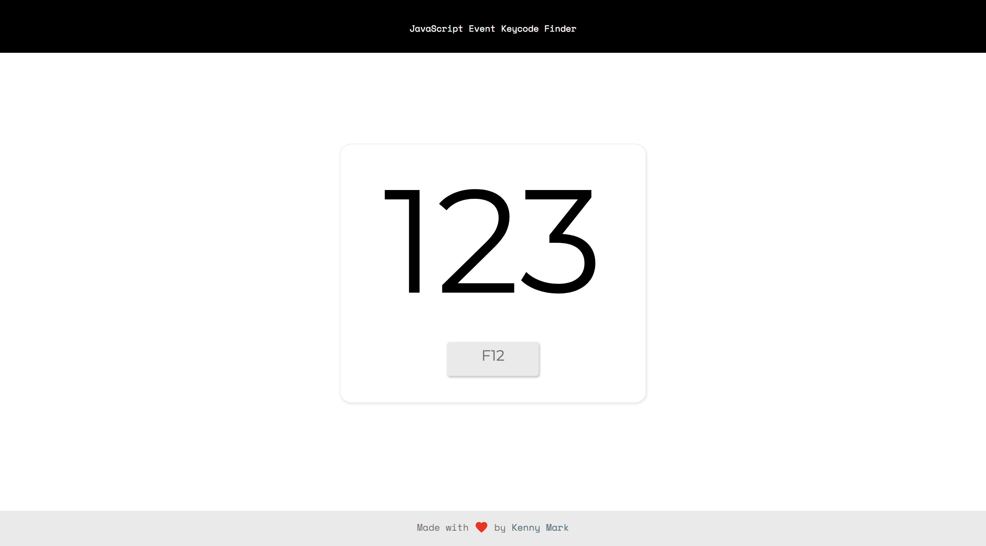 GitHub - kennymark/JSKeyCodeFinder: A simple tool to find out what the key code of specific ...